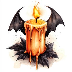 13 Halloween Candle Clipart Bundle, Printable Watercolor Spoky Scary ...