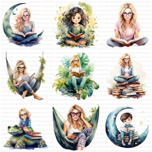 Watercolor Bookworms Clipart | Painted Bookworm Clipart | Bookworm ...