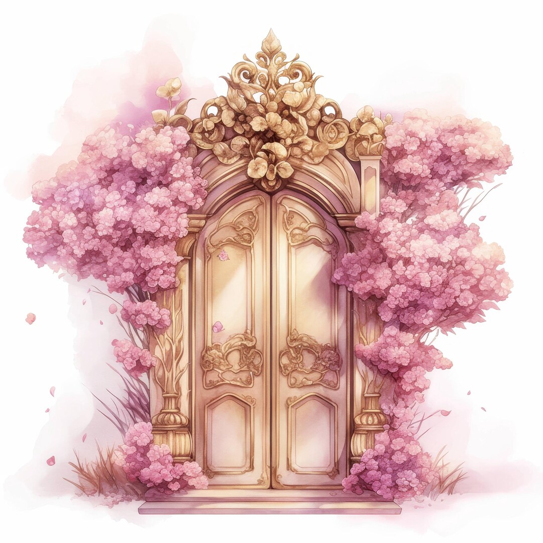 19 Golden Doors Clipart Bundle, Printable Watercolor Golden Intricate ...