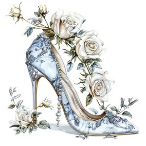 16 Floral Prom Shoes Watercolor Clipart Bundle, High Heels Clipart ...