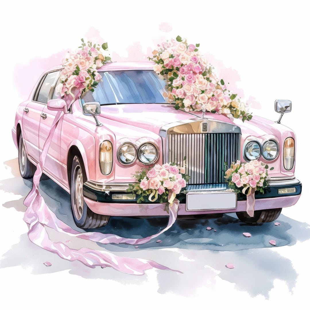 10 Wedding Limousine Clipart Bundle, Elegant Wedding Illustration ...