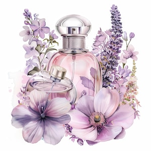13 Floral Perfume Bottle Clipart Bundle Set, 15 High-quality Jpgs for ...