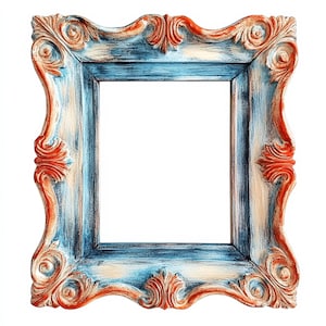 15 Vintage Retro Blue Red Frames Clipart Bundle, Printable Watercolor ...