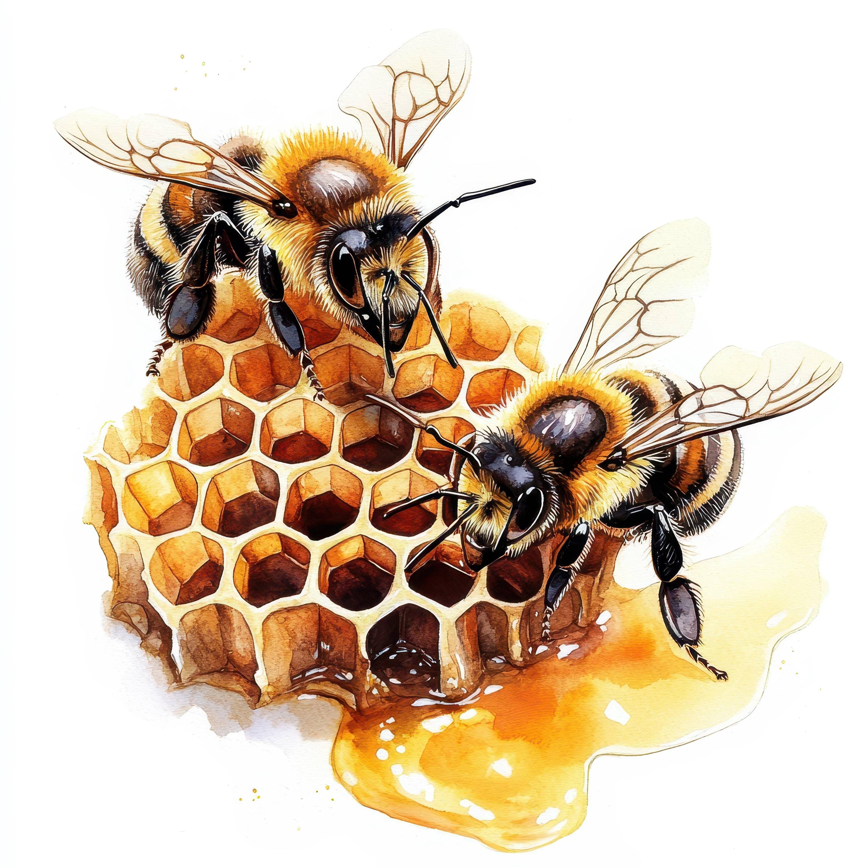 30 Bees and Honeycomb Clipart Bundle, Printable Watercolor Clipart ...