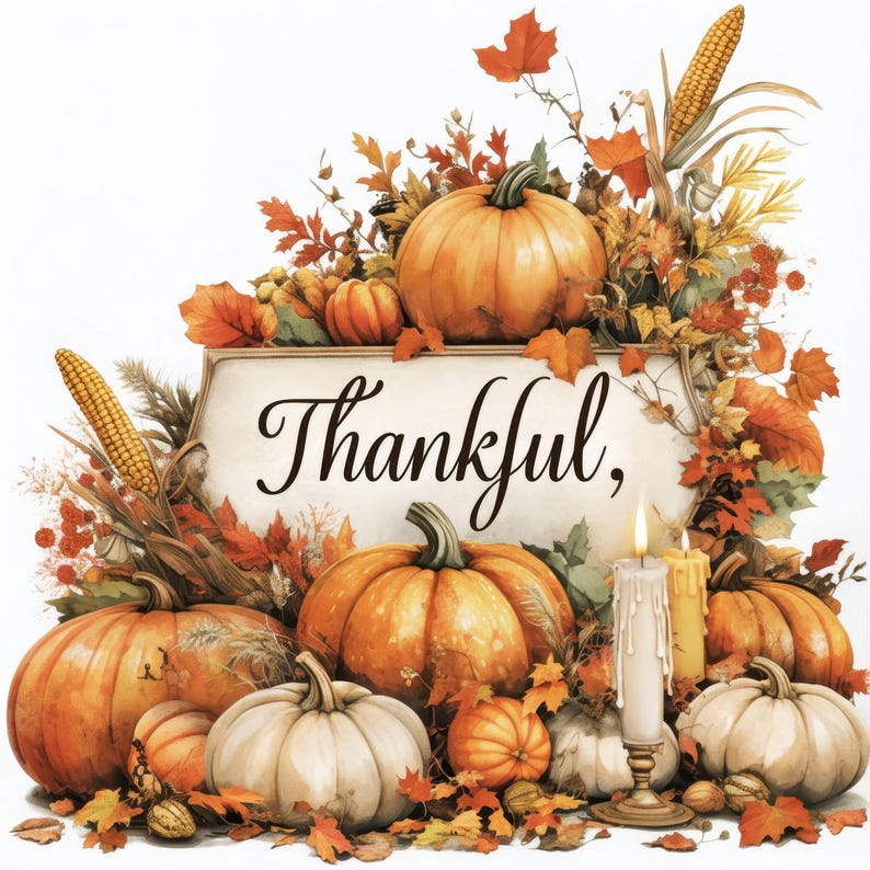 11 Fall Thanksgiving Clipart Bundle, Printable Watercolor Autumn ...