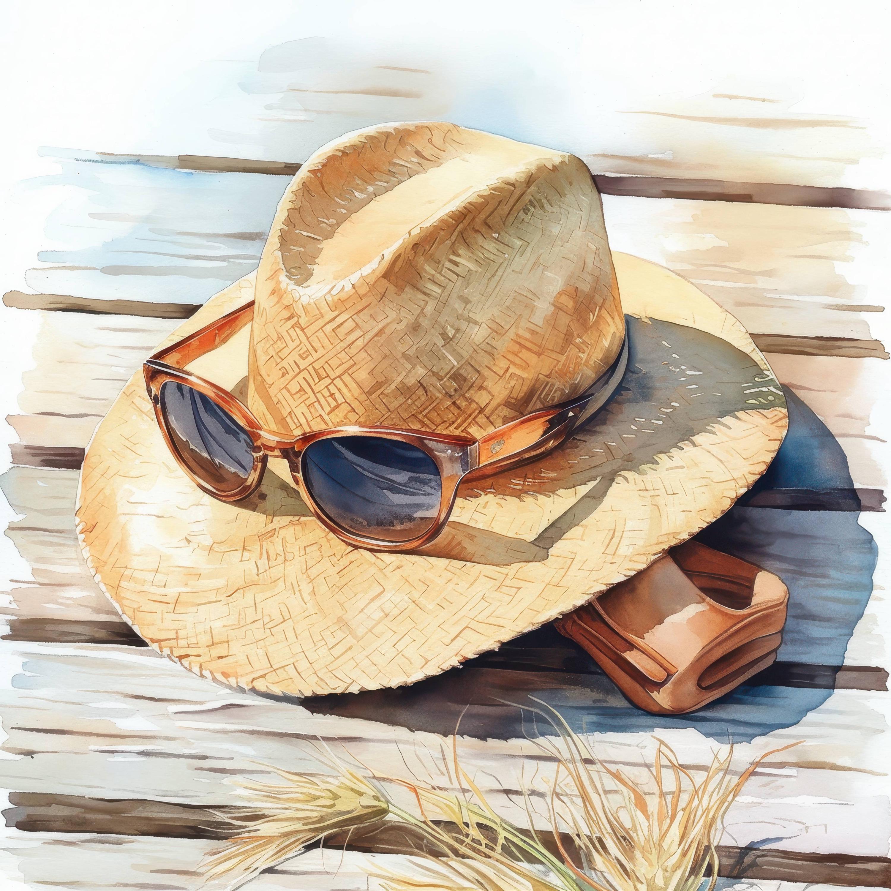 10 Summer Hat and Sunglasses Clipart Set, Seasonal Images, Printable ...