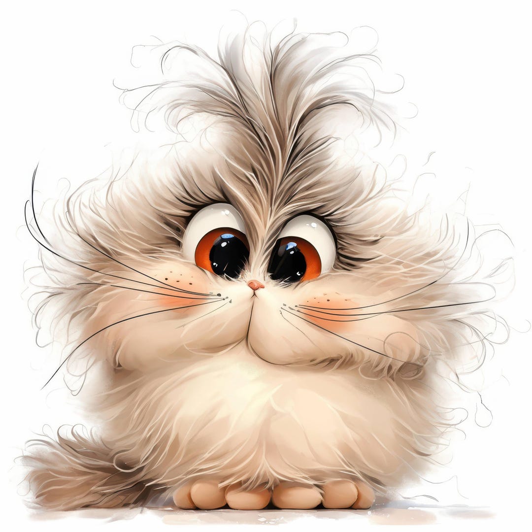 13 Fluffy Cat Clipart Bundle, Cute Kitten Images Illustrations ...