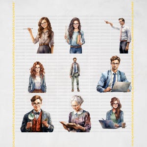 Watercolor Teacher Clipart Bundle, Back to School Clipart Illustrations ...