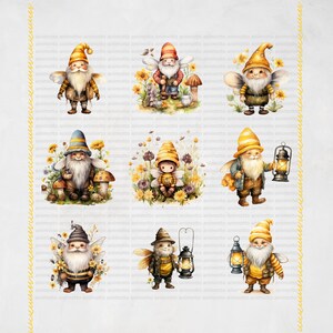 Watercolor Bee Gnomes Clipart Bundle, Cute Garden Gnome Clipart Set ...