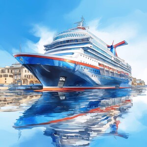 13 Passenger Ship Clipart Bundle, Printable Watercolor Cruise Ship ...