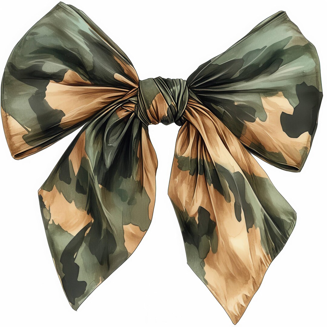 Camo Couqette Bow Clip Art 22 High Res Watercolor Jpgs Junk Journaling ...