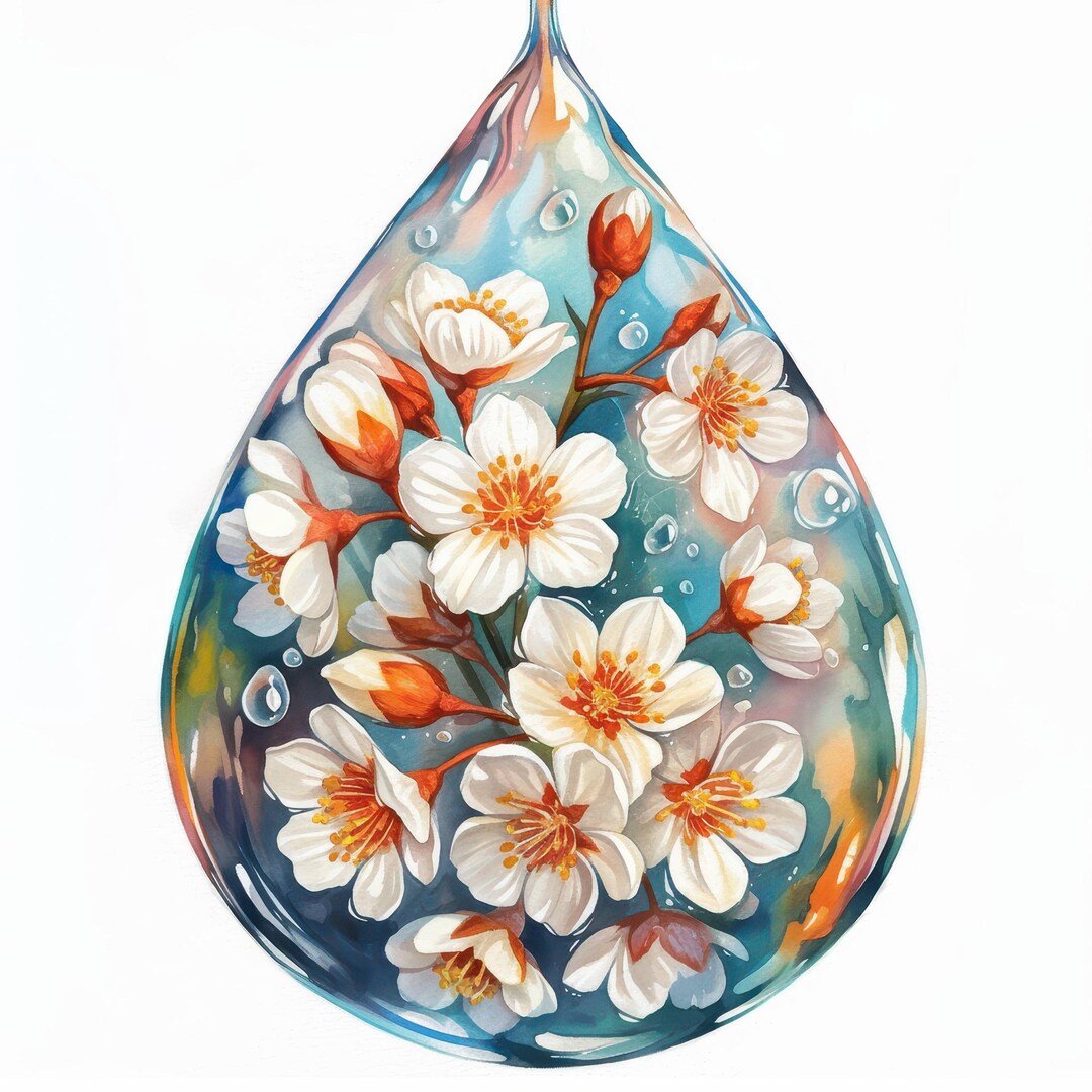 18 Dew Drop Flower Clipart Bundle, Spring Prints Illustrations ...