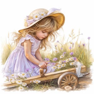 16 Girl With Flower Clipart Bundle, Printable Watercolor Spring Clipart ...