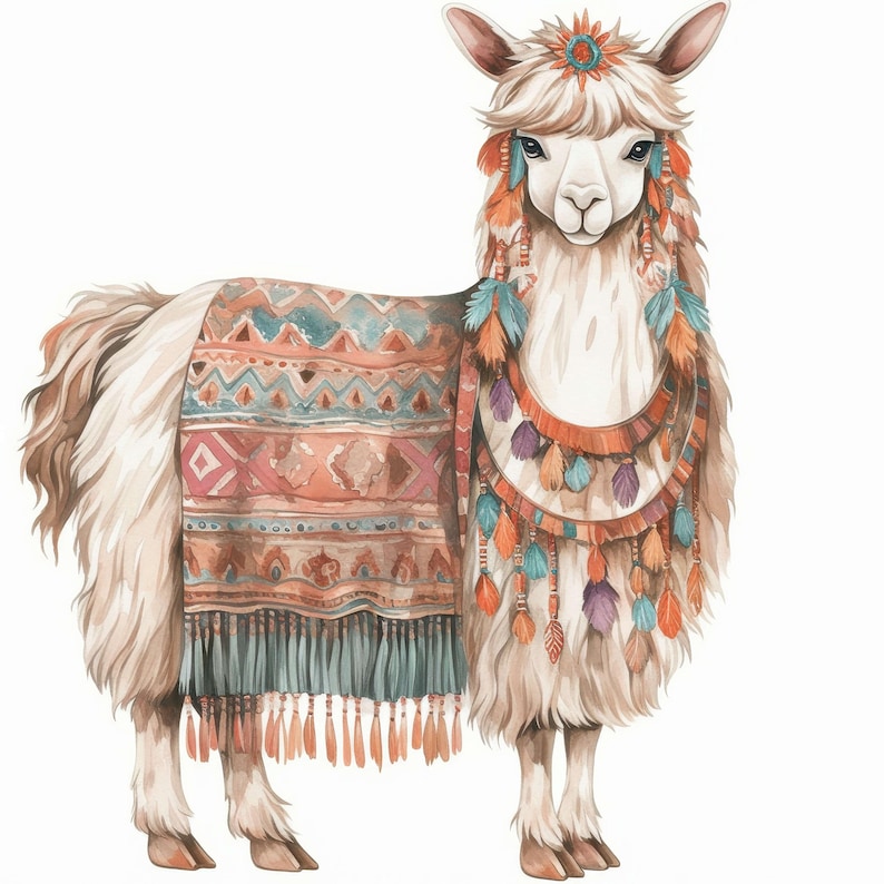 15 Llama Clipart Set, Printable Watercolor Funny Llama Clipart, High ...