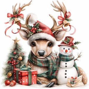 12 Christmas Friends Clipart Bundle, Printable Watercolor Ephemera ...