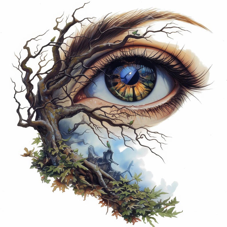 22 Fantasy Tree Eyes Clipart Bundle, Eyes With Tree Illustrations ...