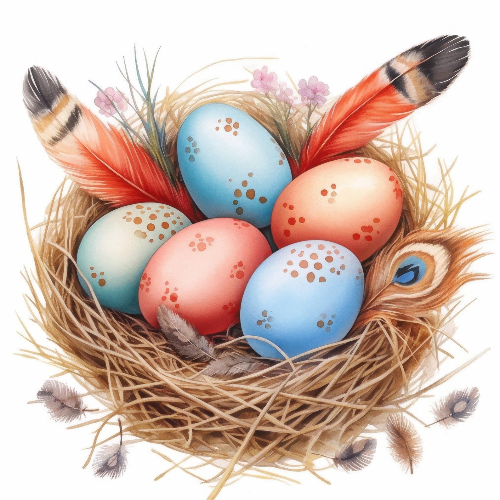 12 Easter Egg Nest Clipart Bundle, Bird Nest Images Illustrations ...