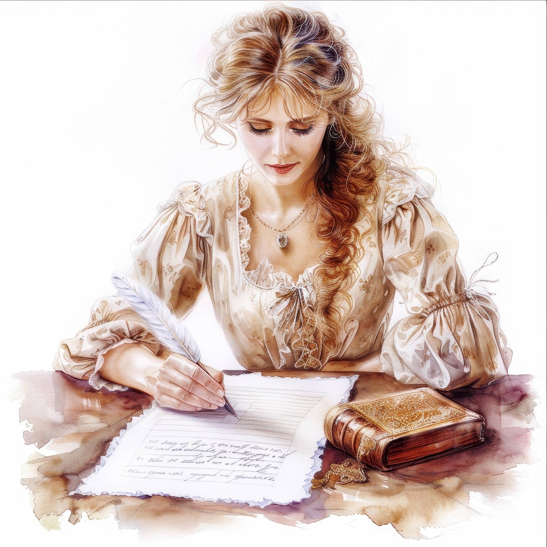 13 Woman Writing Clipart Bundle, Writer Clipart Set, Printable ...