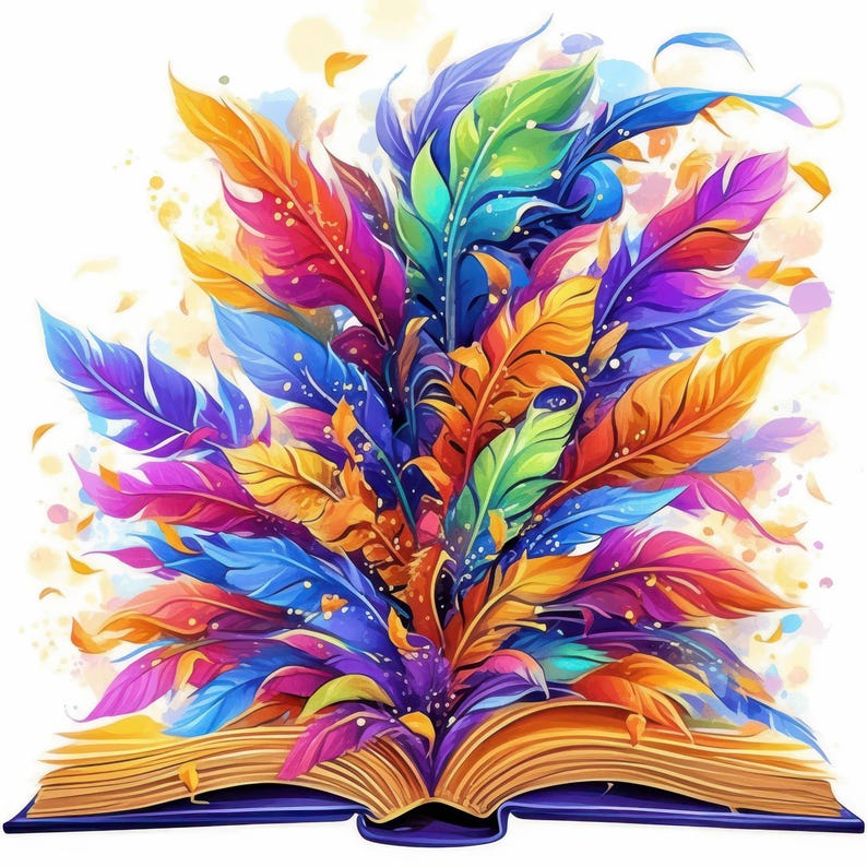 20 Intricate Open Book Clipart Bundle, Printable Watercolor Book ...