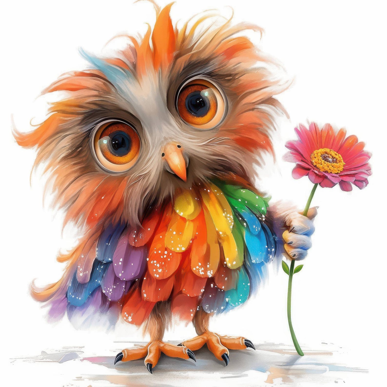 15 Funny Birds With Flowers Clipart Bundle, Quirky Bird Illustration ...