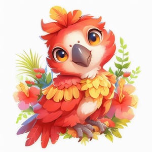 17 Spring Parrots Clipart Bundle, Cute Parrot Images Illustration ...