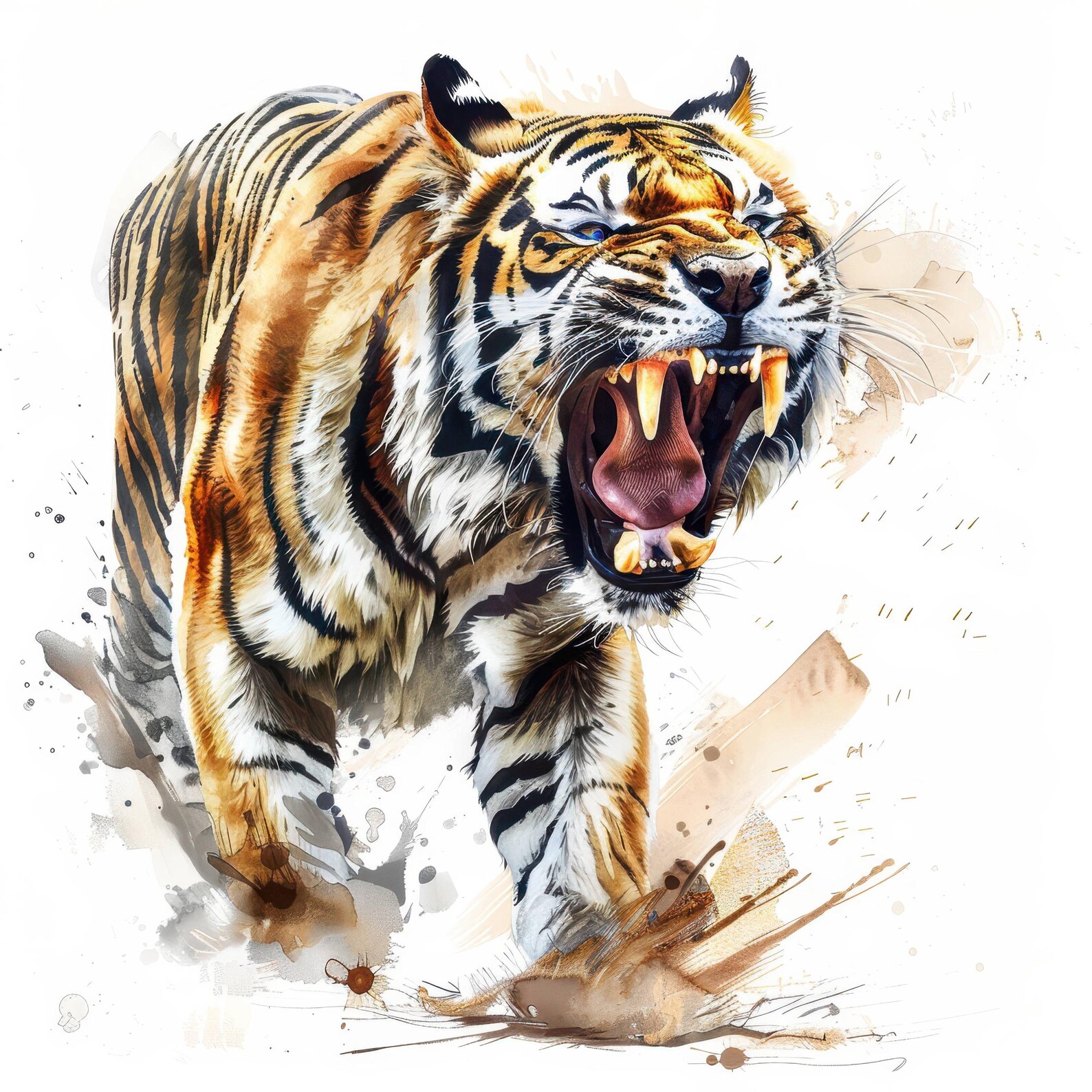 15 Ferocious Tiger Clipart Bundle, Printable Watercolor Animal ...