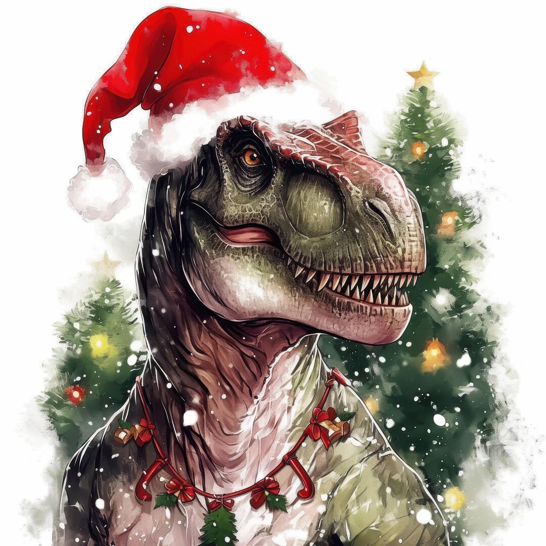 15 Christmas Dinosaur Clipart Bundle, Cute Dinosaur Illustrations ...