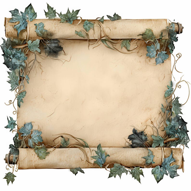 12 Floral Papers Clipart Bundle, Printable Watercolor Antique Scroll ...