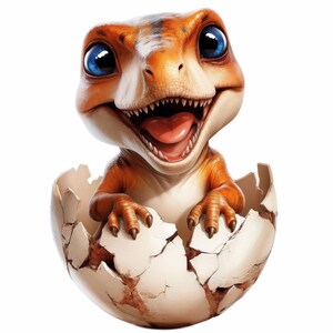 13 Baby Dinosaur Hatching Clipart Illustration Bundle, Printable ...