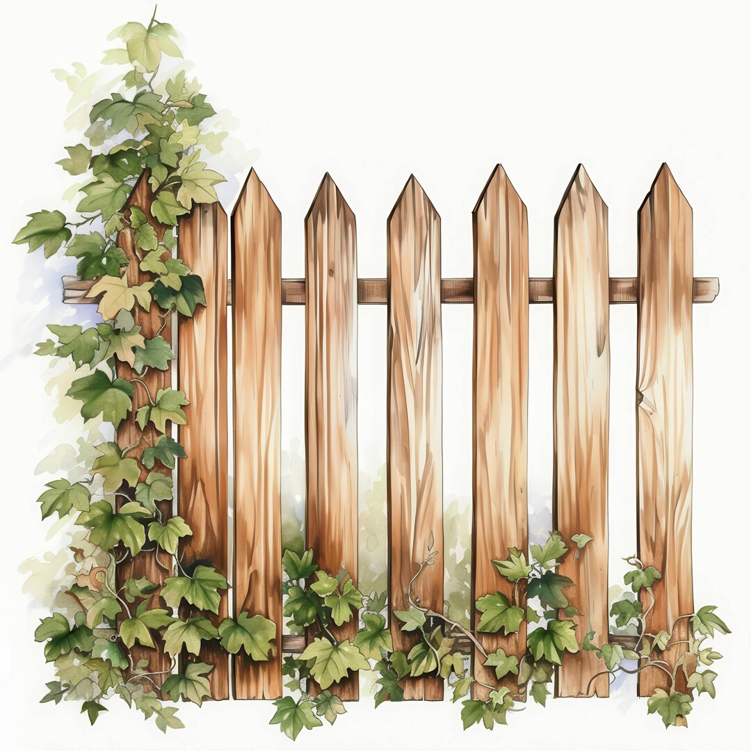 10 Wooden Fences Clipart Bundle, Garden Fence Illustrations, Printable ...