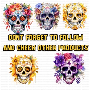 Watercolor Sugar Skulls Clipart Bundle | Dia De Los Muertos, Mexican ...