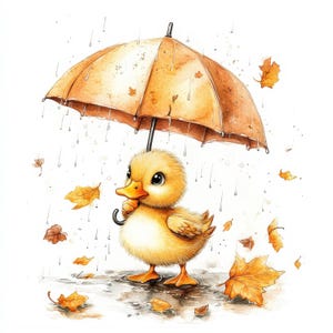 16 Duckling in Rain Clipart Bundle, Duckling Rainy, Printable ...