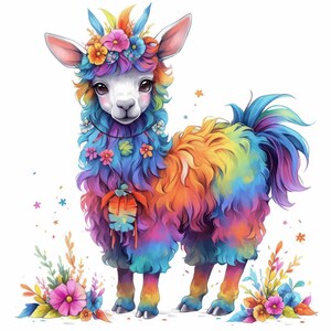 13 Colorful Llamas Clipart Bundle, Llama Illustration, Printable ...