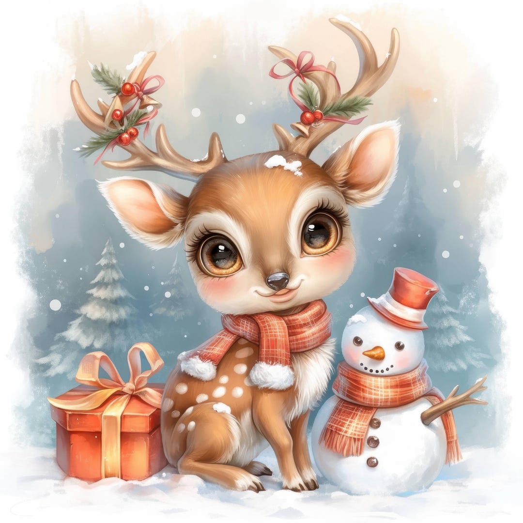 12 Christmas Friends Clipart Bundle, Printable Watercolor Ephemera ...