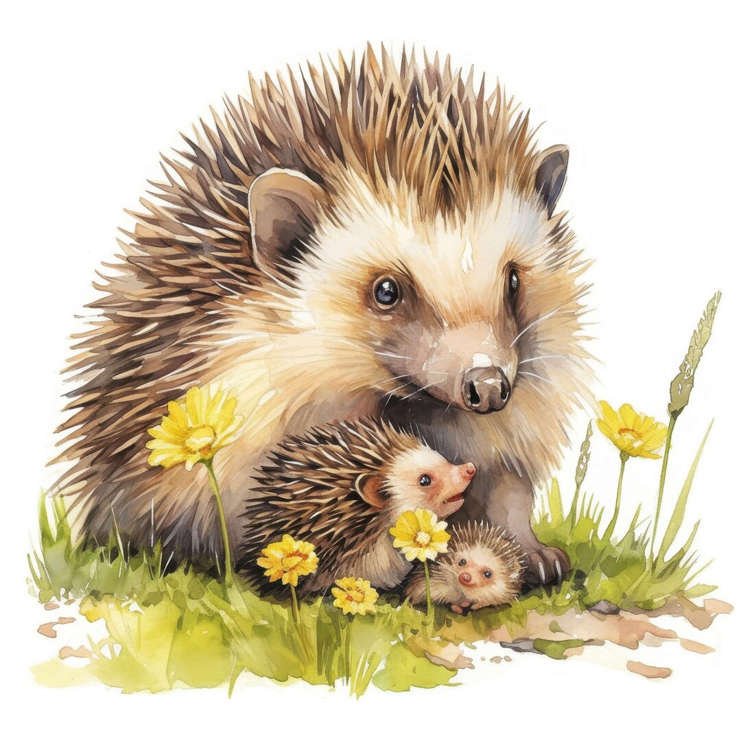 14 Hedgehog Family Clipart Set, Printable Watercolor Hedgehog Clipart ...