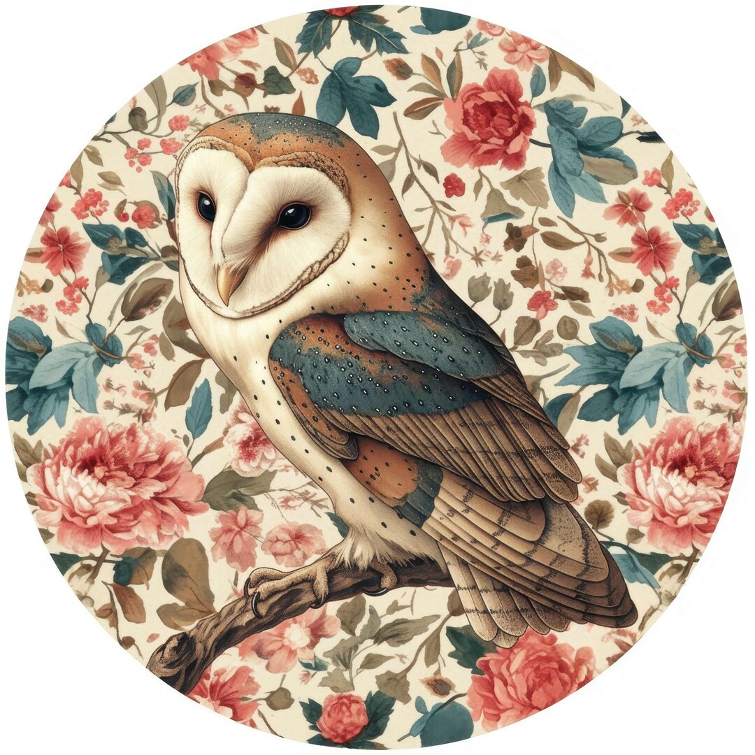 12 Floral Owl Clipart Set, Vintage Owl Image Illustrations, Printable ...