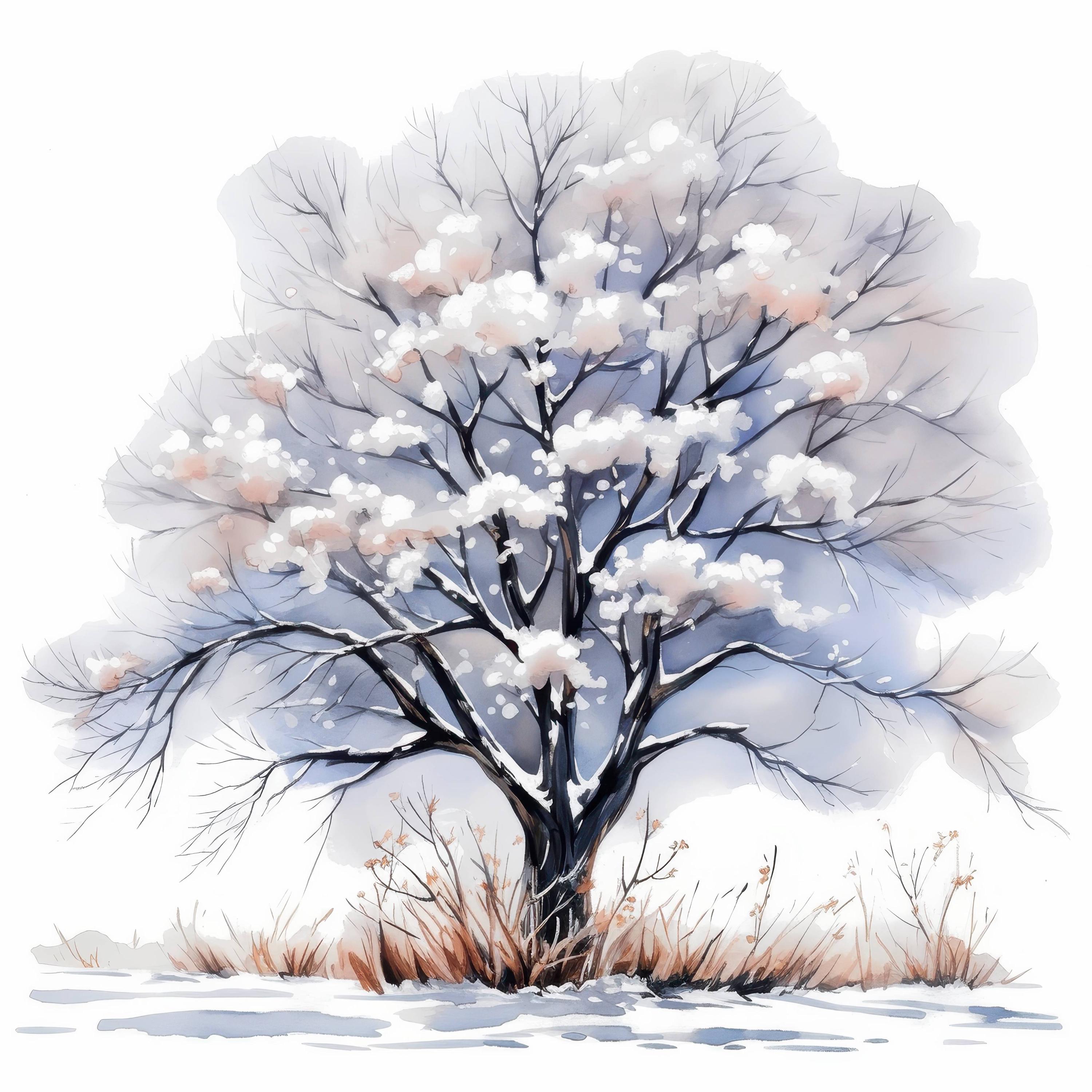12 Winter Tree Clipart Bundle, Tree and Snow Images Illustrations ...