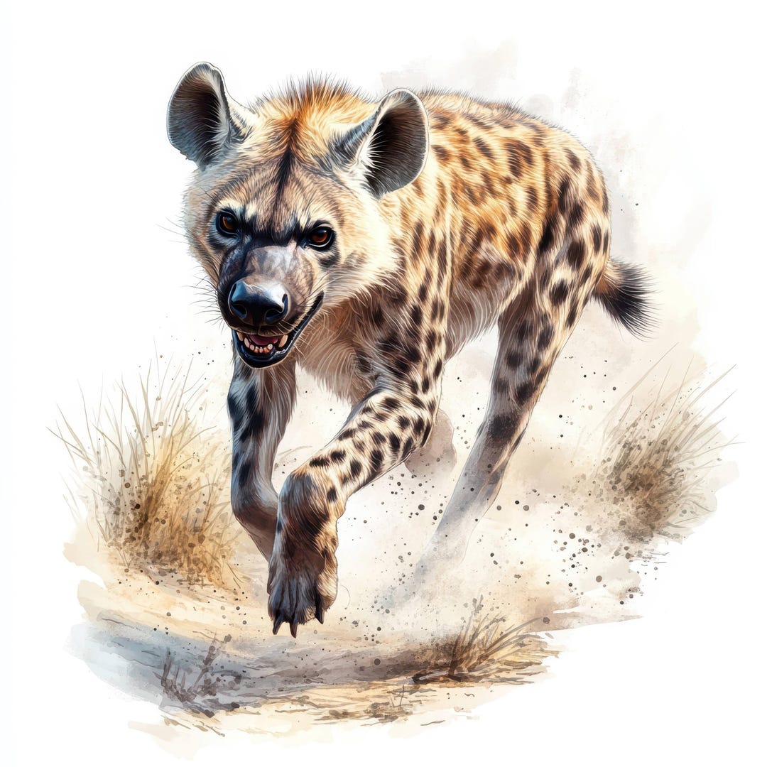 14 Hunting Hyena Clipart Bundle, Safari Animal Illustrations, Printable ...