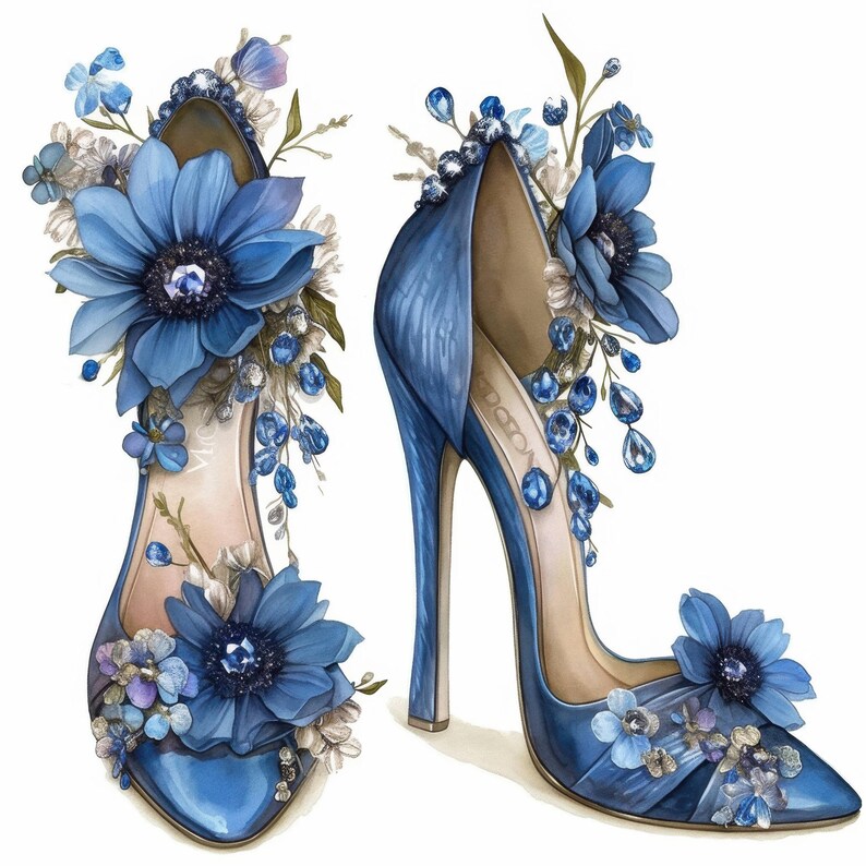 10 Floral High Heels Clipart Bundle, Prom Shoes Illustrations ...