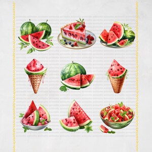 Watercolor Watermelon Clipart Bundle, Summer Fruits Clipart, Food PNG ...