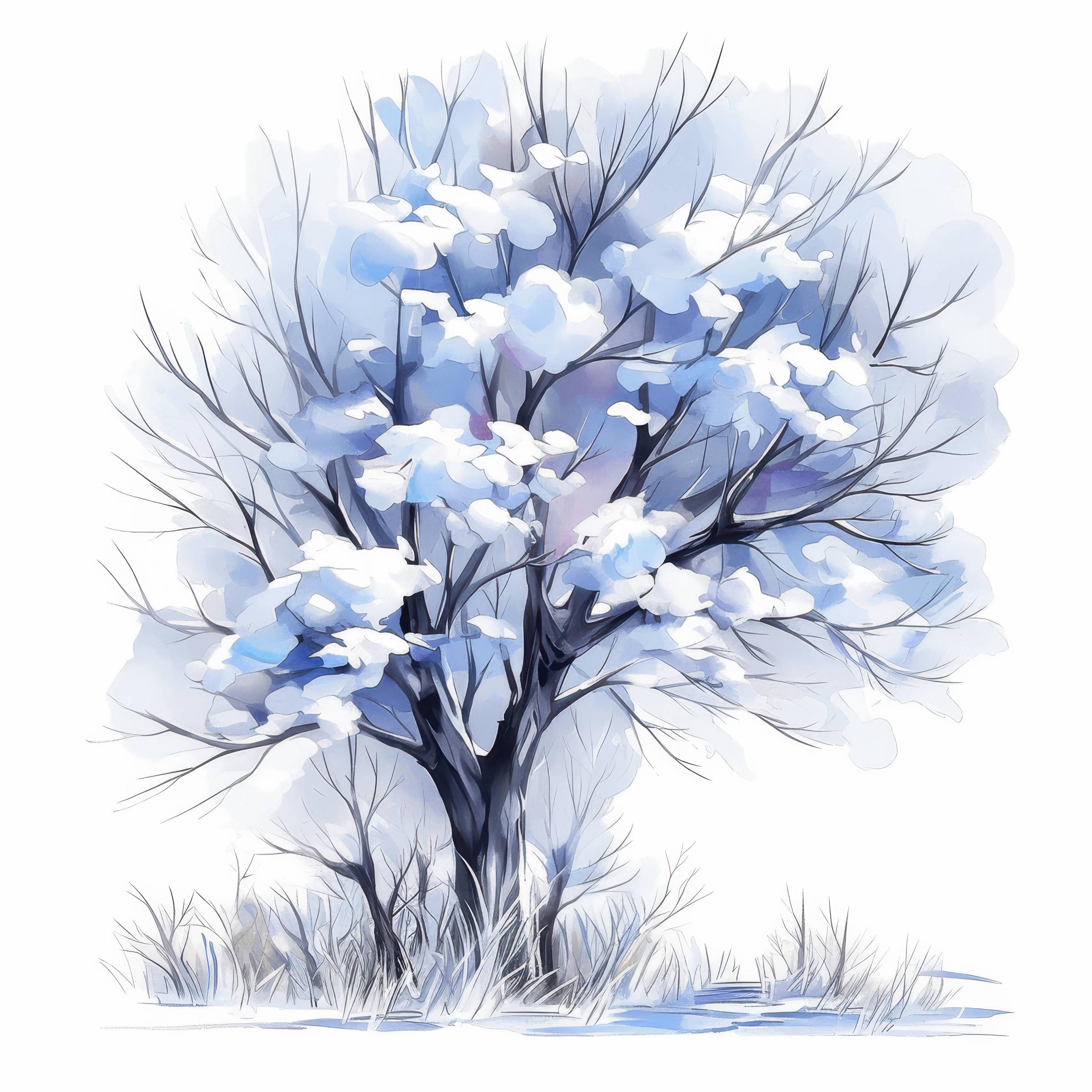 12 Winter Tree Clipart Bundle, Tree and Snow Images Illustrations ...