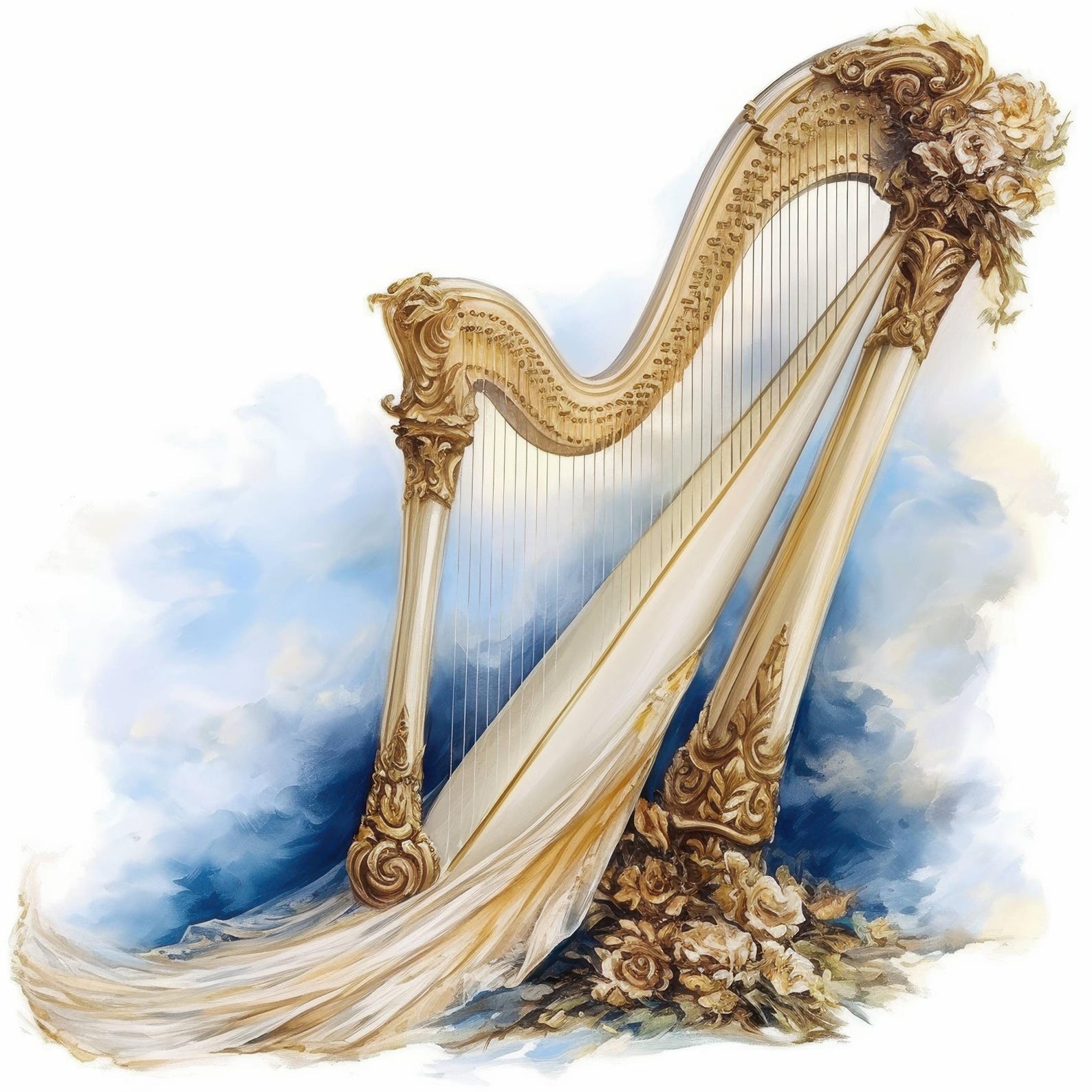17 Harp Clipart Bundle, Musical Instrument Images Illustrations ...