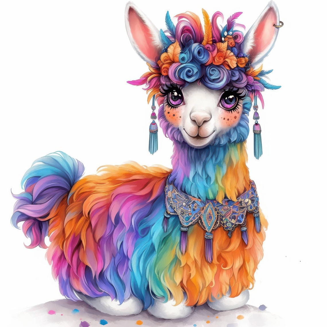 13 Glomorous Llama Clipart Bundle, Cute Llama Print Illustration ...