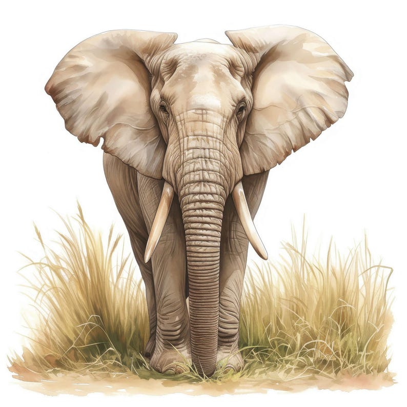 19 Watercolor Elephants Clipart Set, Elephant Illustration, Printable ...