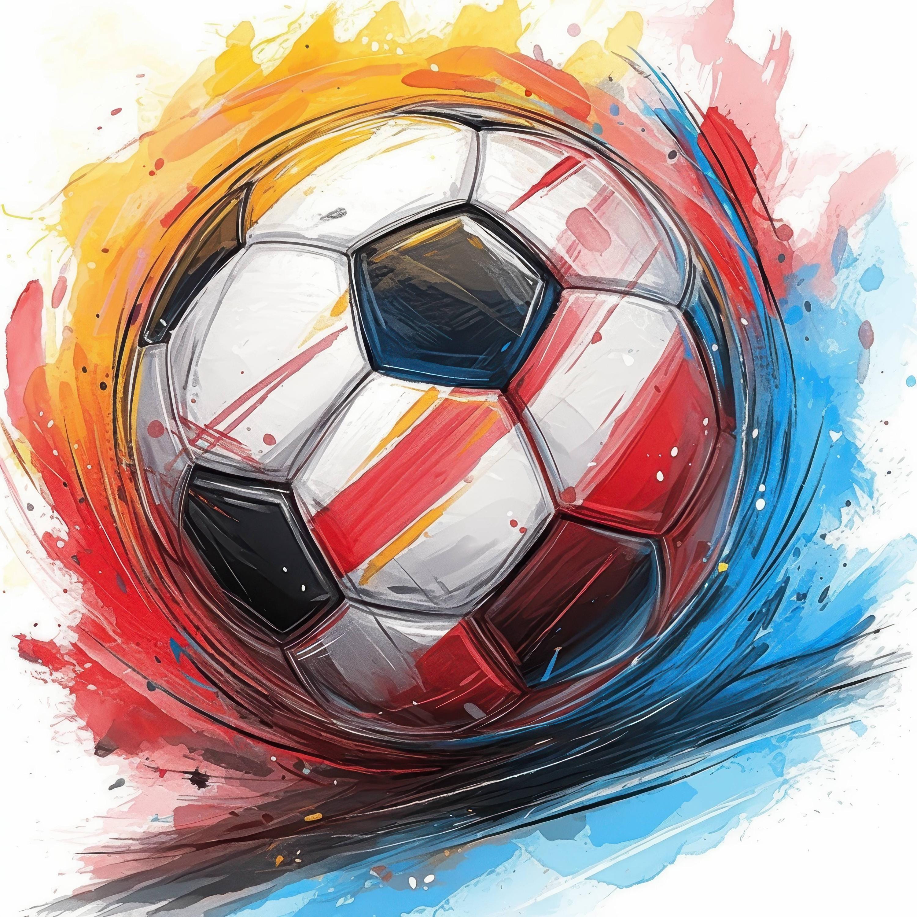 13 Vibrant Soccerball Clipart Bundle, Printable Watercolor Football ...