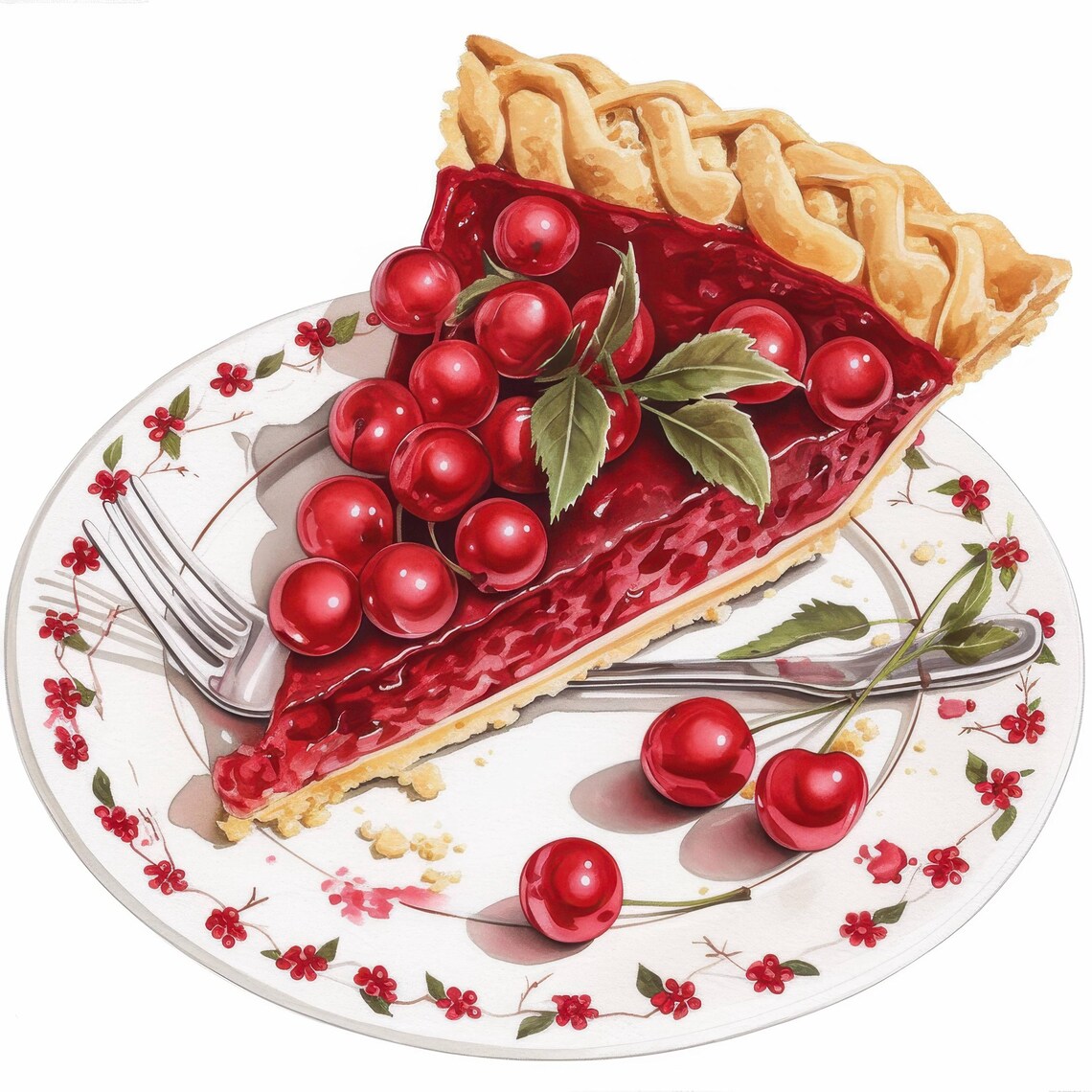 10 Cherry Pie Clipart Bundle, Sweet Dessert Illustrations, Printable ...
