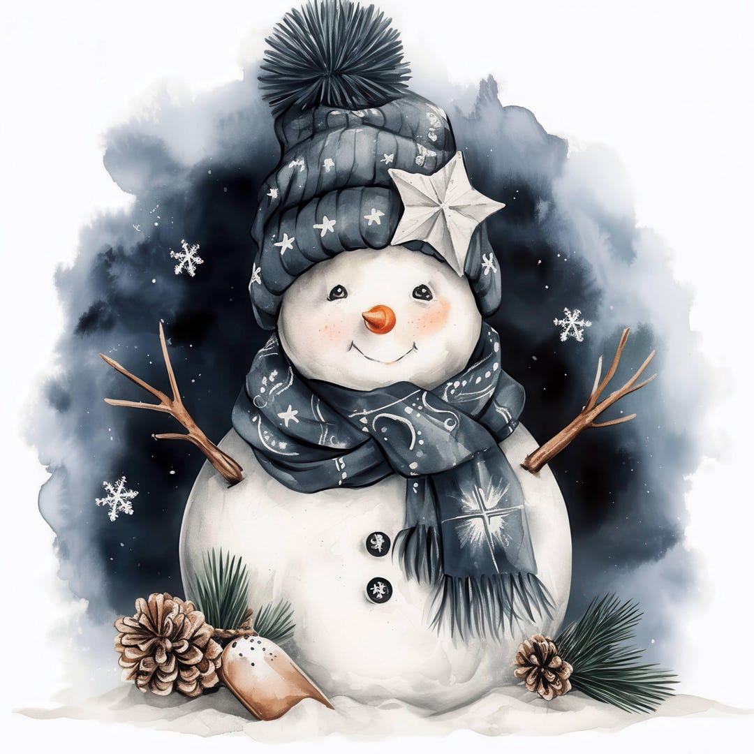 14 Various Snowman Clipart Bundle, Cute Winter Illustrations, Printable ...