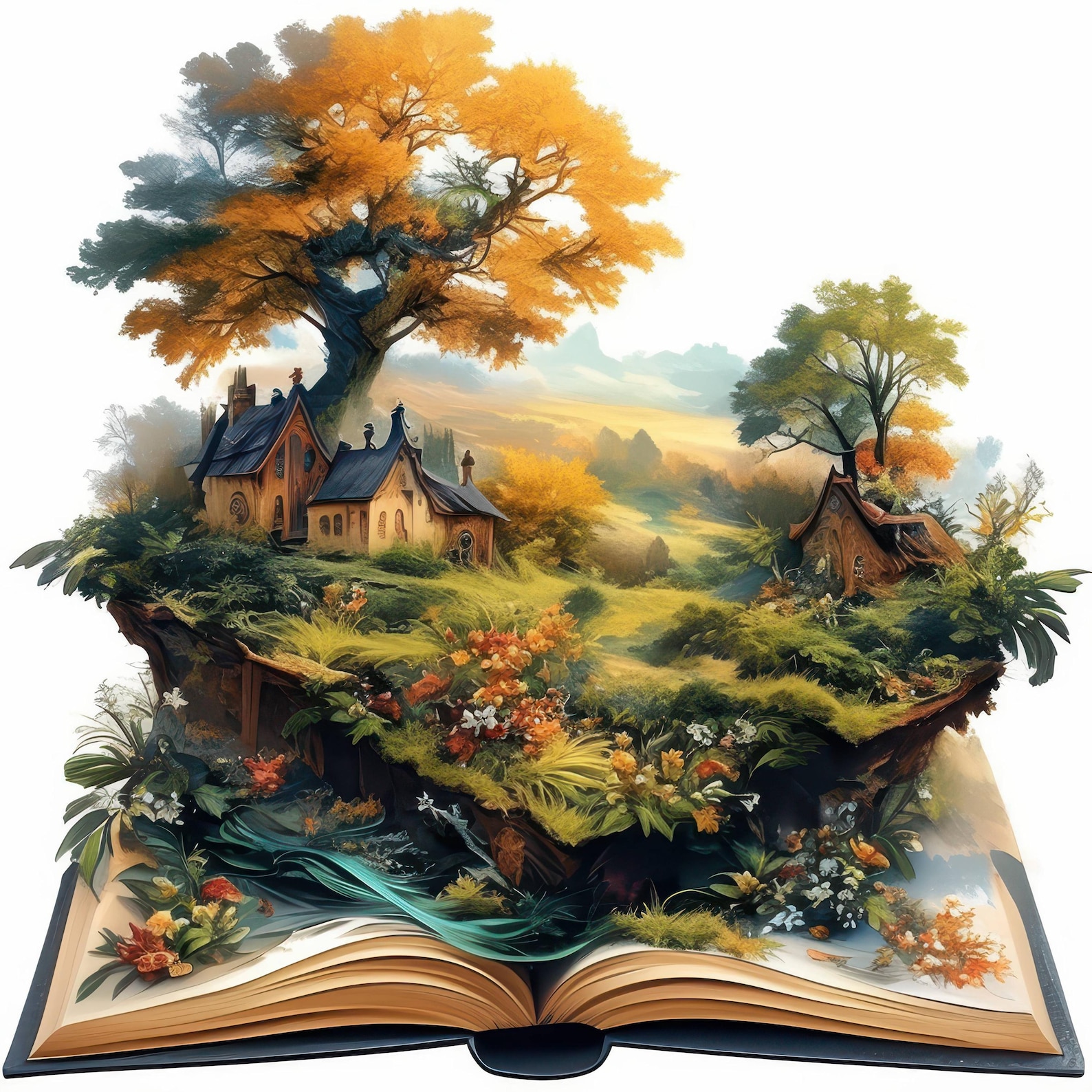 11 Fantasy Open Book Clipart Bundle, Enchanted Book Illustrations ...