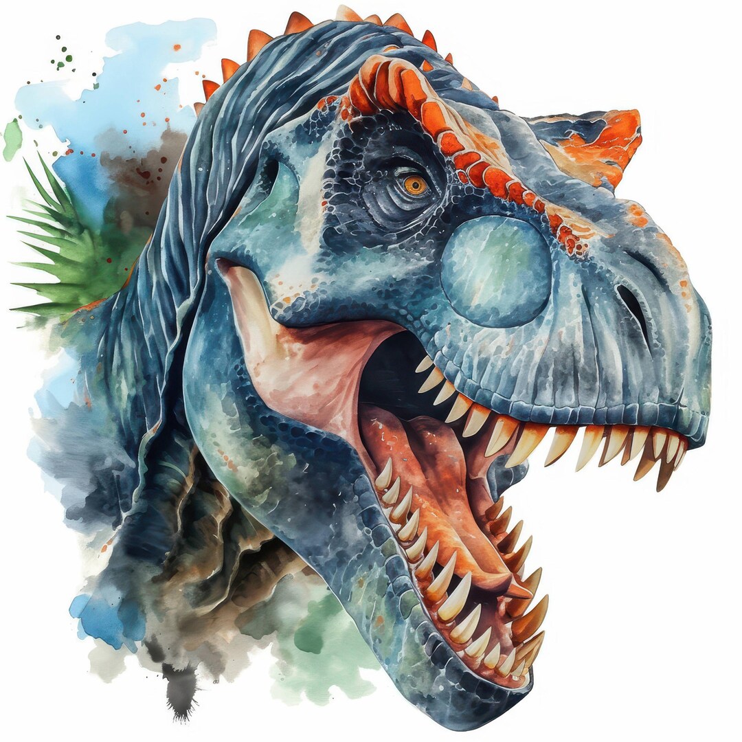 11 T Rex Dinosaur Portrait Clipart Illustration Bundle, Printable ...