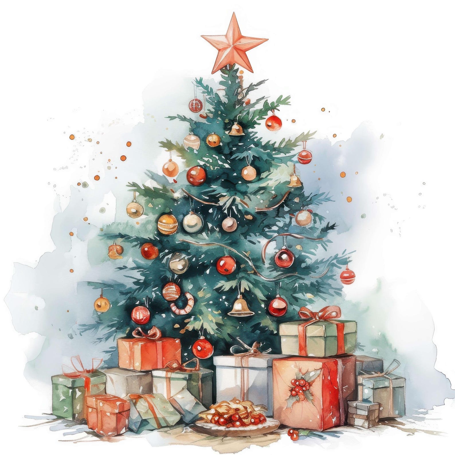 16 Christmas Tree Clipart Set, Festive Collection Graphics, Printable ...